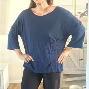 Perry Ellis | Tops | Drapey Chic Navy Modal Pocket Tee | Poshmark